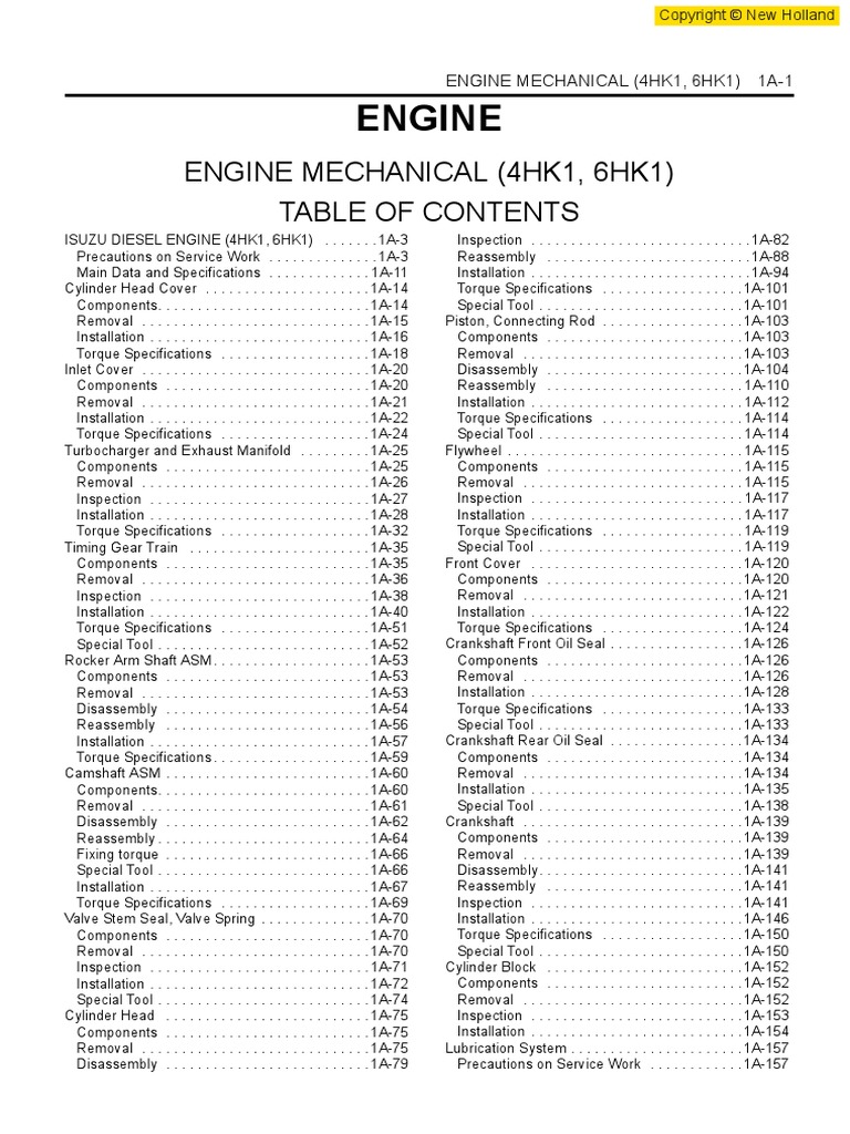 Engine: Engine Mechanical (4Hk1, 6Hk1) | PDF | Diesel Engine | Internal ...