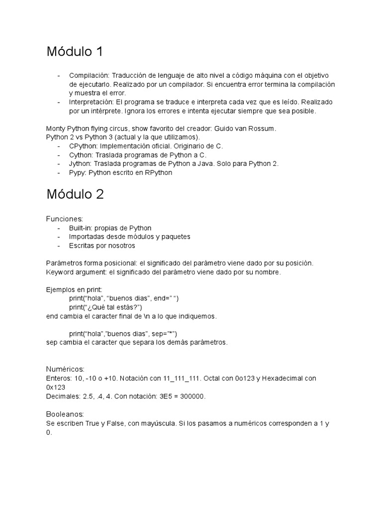 Python resumen Senkaparte 1 | PDF | Python (lenguaje de programación) | Paradigmas de programación