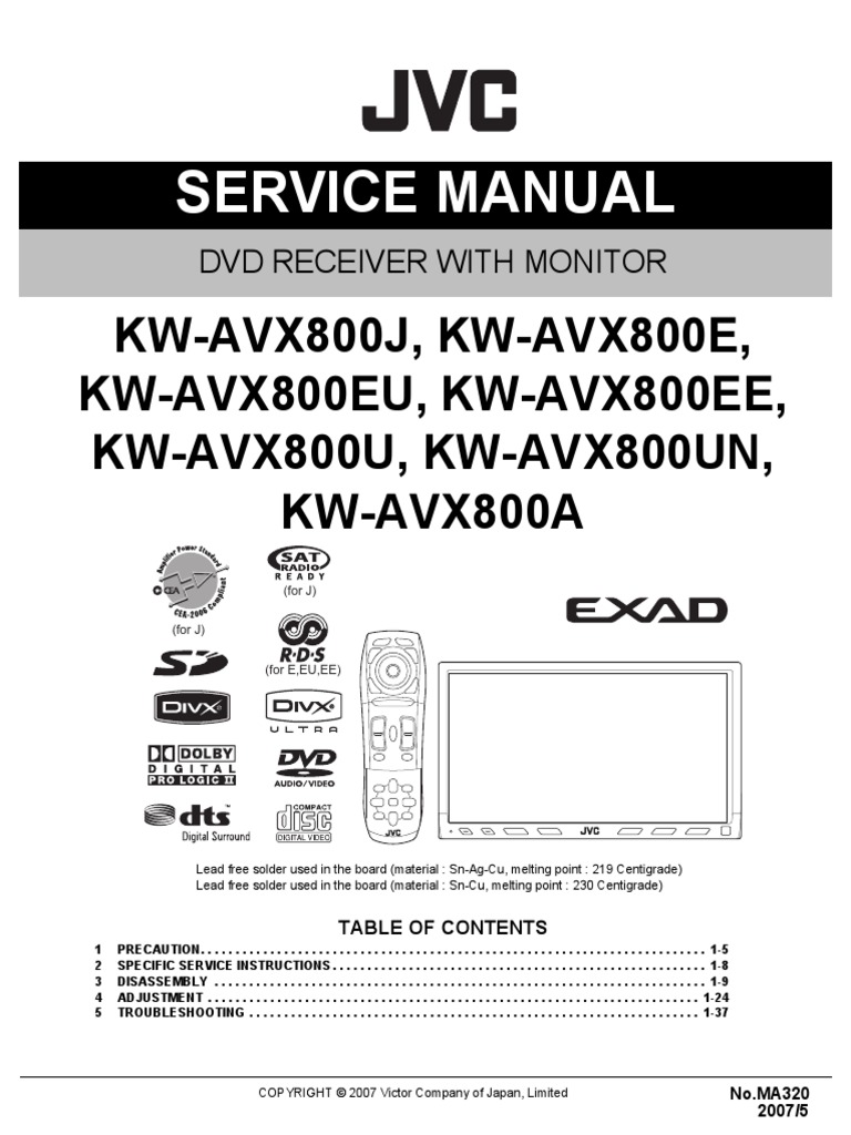 Service Manual: KW-AVX800J, KW-AVX800E, KW-AVX800EU, KW-AVX800EE, KW-AVX800U, KW-AVX800UN, KW ...