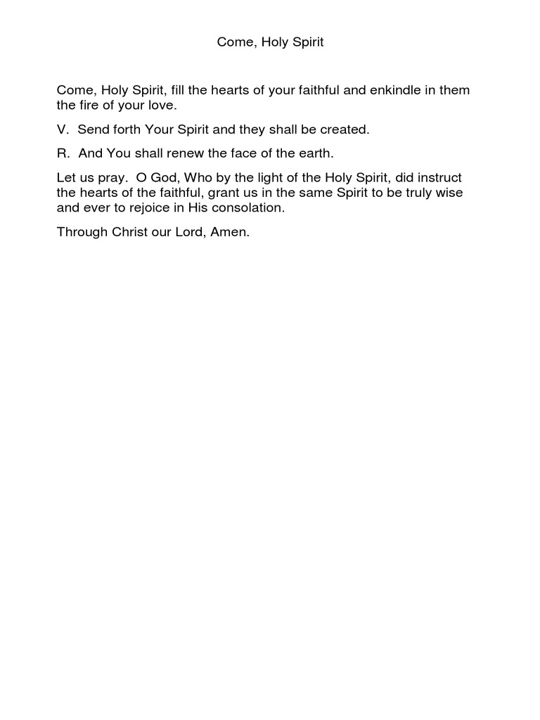 Come Holy Spirit | PDF