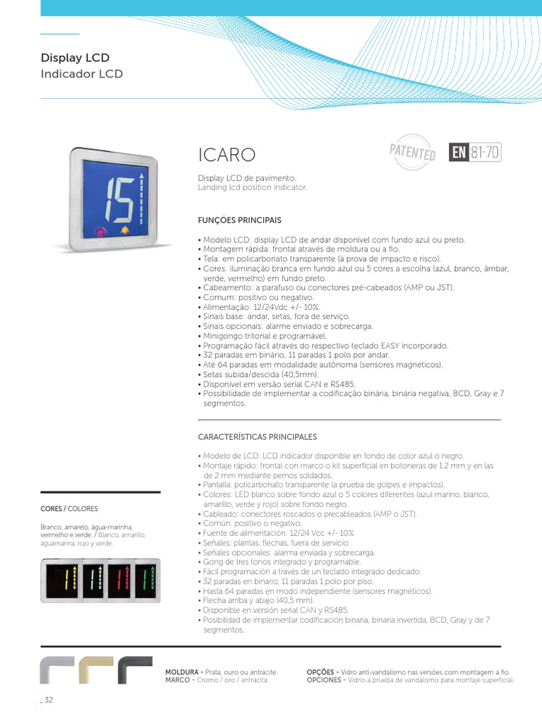 Indicador LCD Icaro Azul e Funcionalidades | PDF | Computação gráfica ...