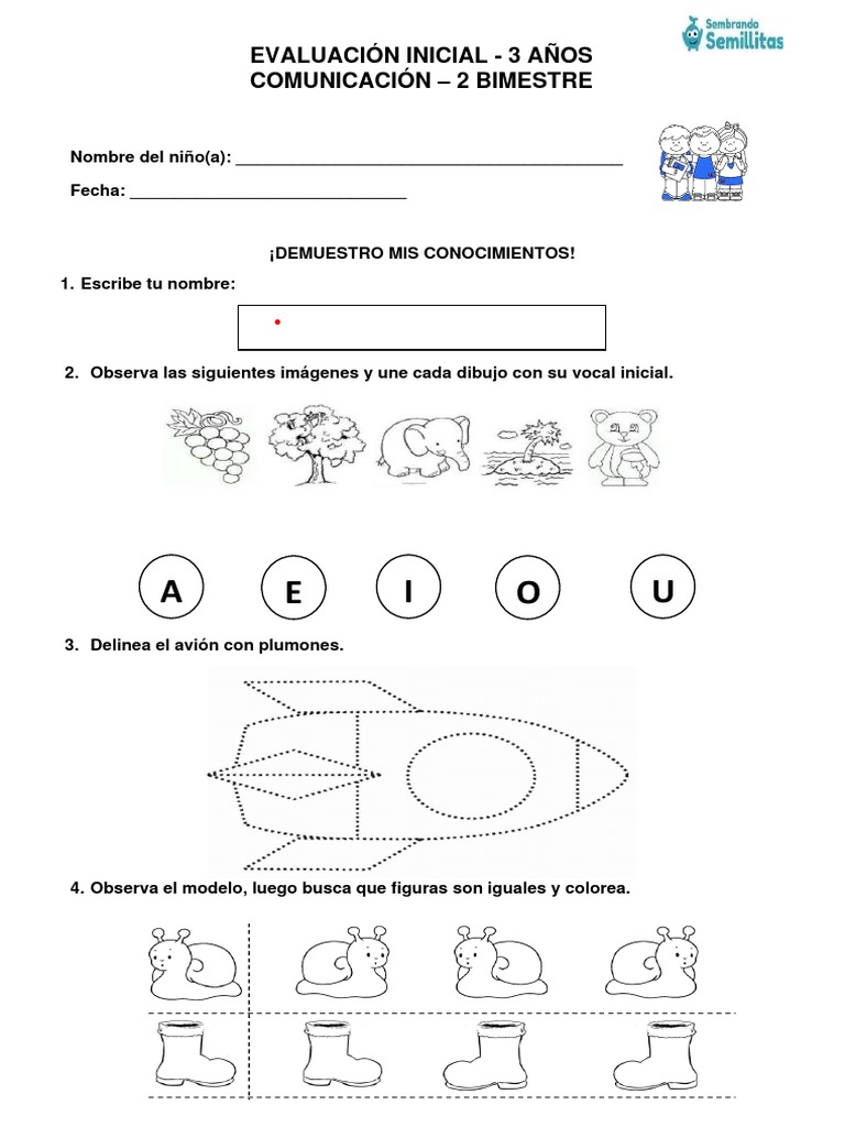 Evaluacion de Areas 3 Años | PDF