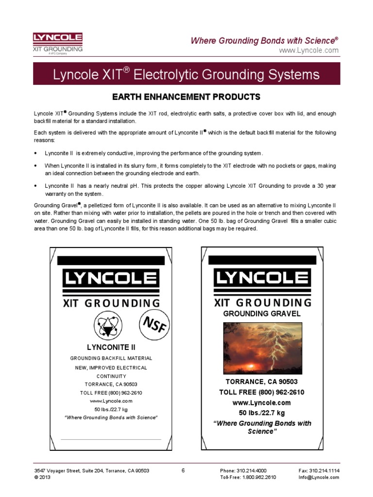 Lyncole XIT Electrolytic Grounding Systems: Earth Enhancement Products ...