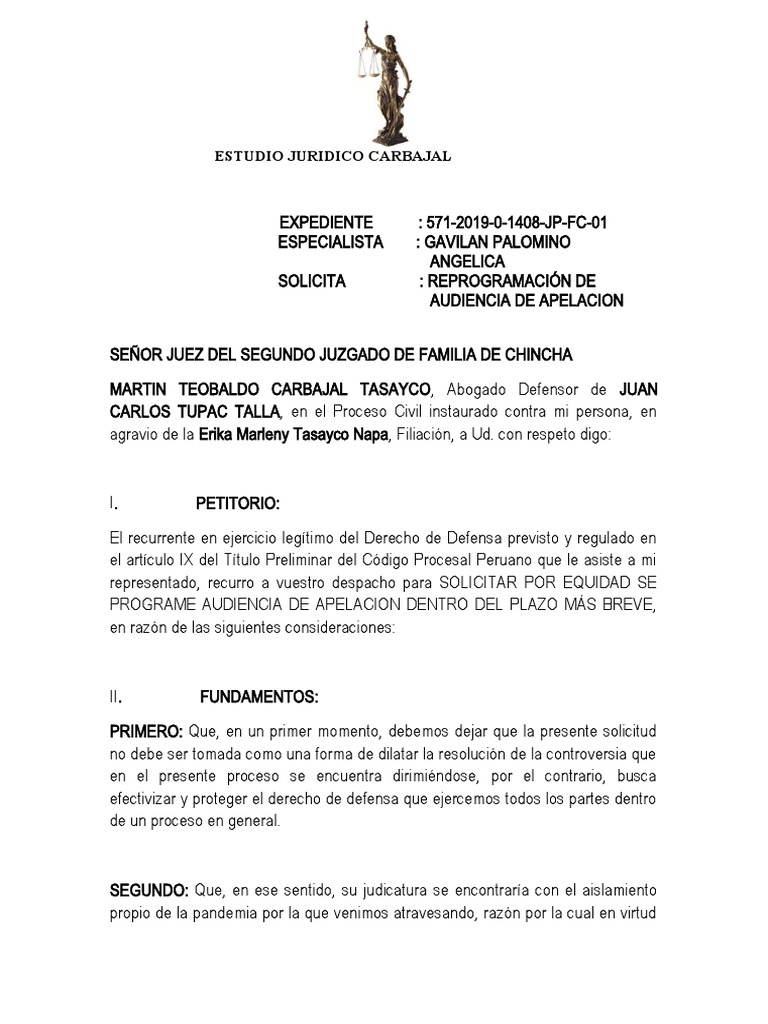 Reprogramacion de Audiencia | PDF | Derecho