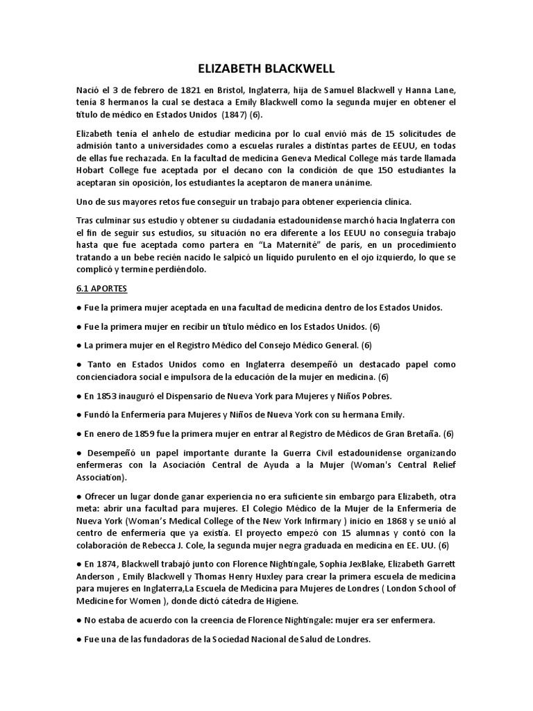 Elizabeth Blackwell | PDF