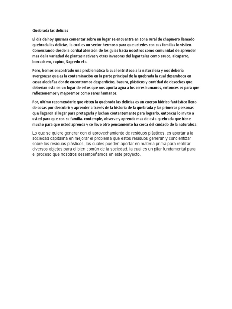Quebrada Las Delicias | PDF