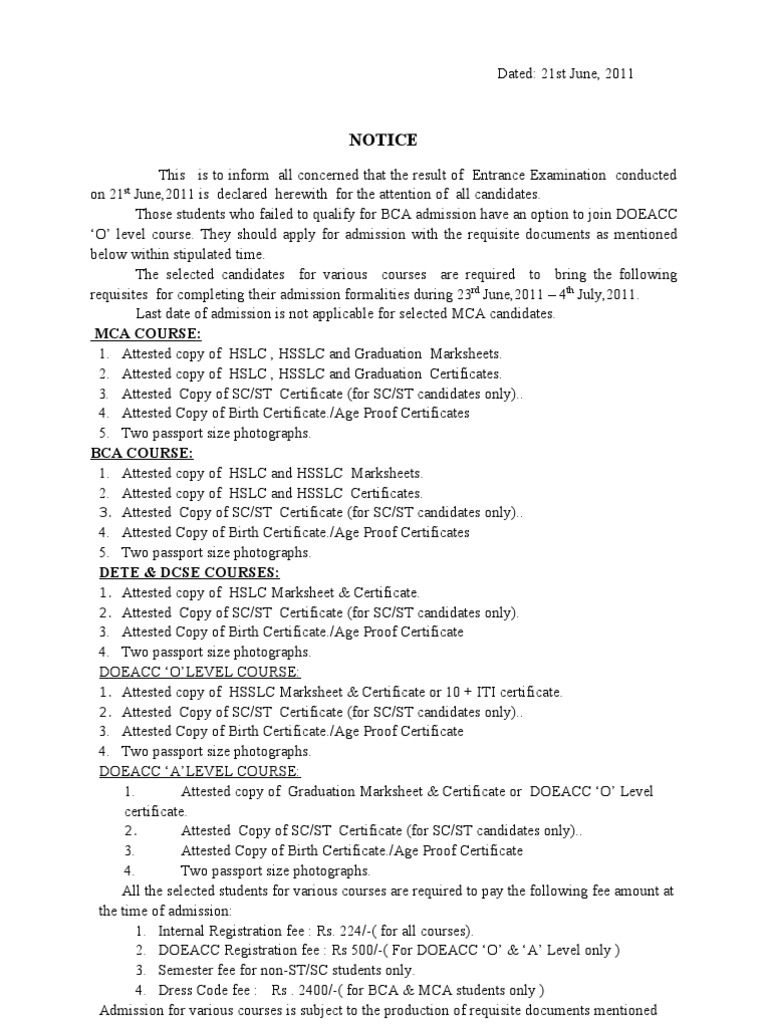 Notice Result | PDF