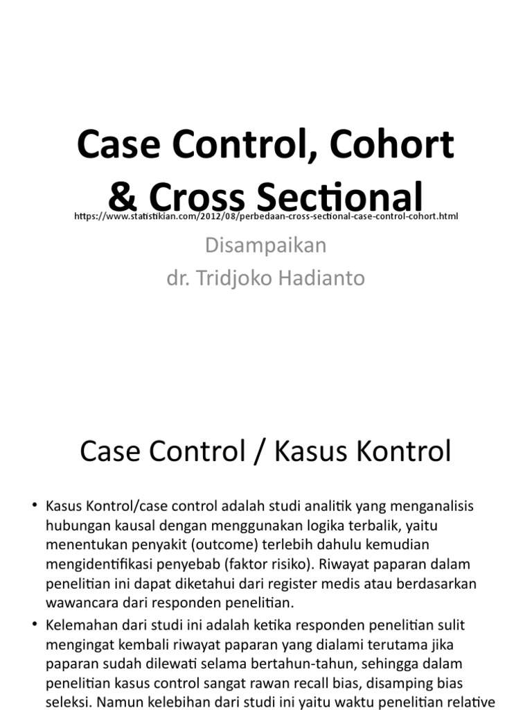 Kuliah 3-4 Case Control, Cohort & Cross Sectional (Penelitian ...
