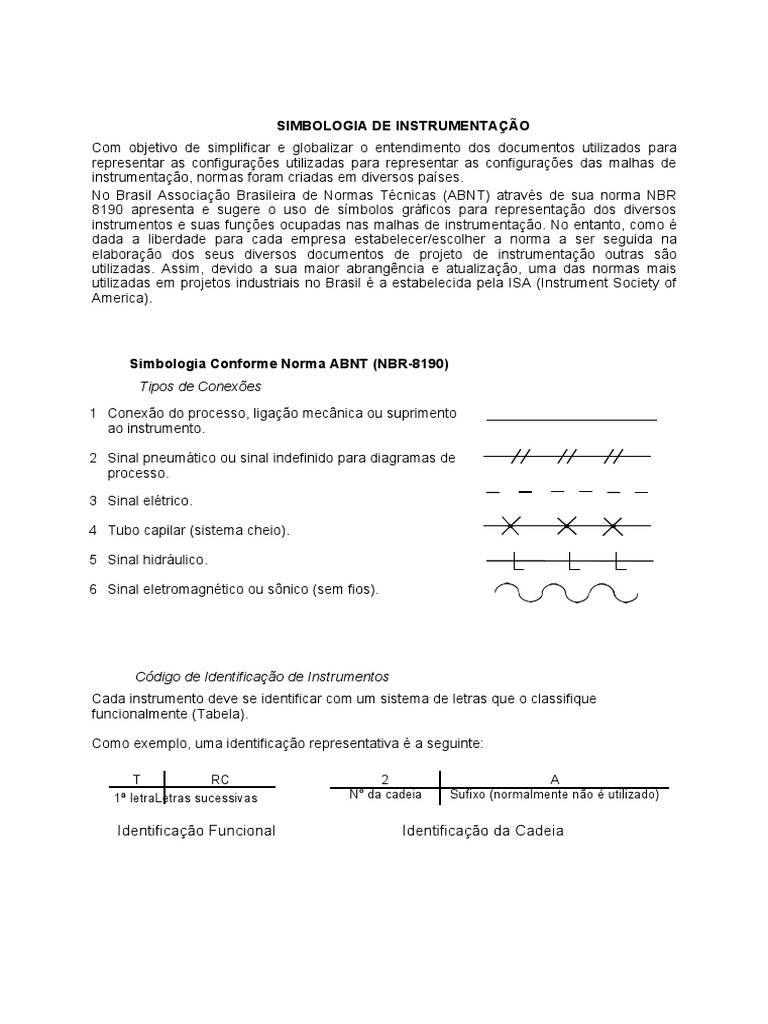 Simbologia Instrumentação | PDF | Função (Matemática) | Rede elétrica