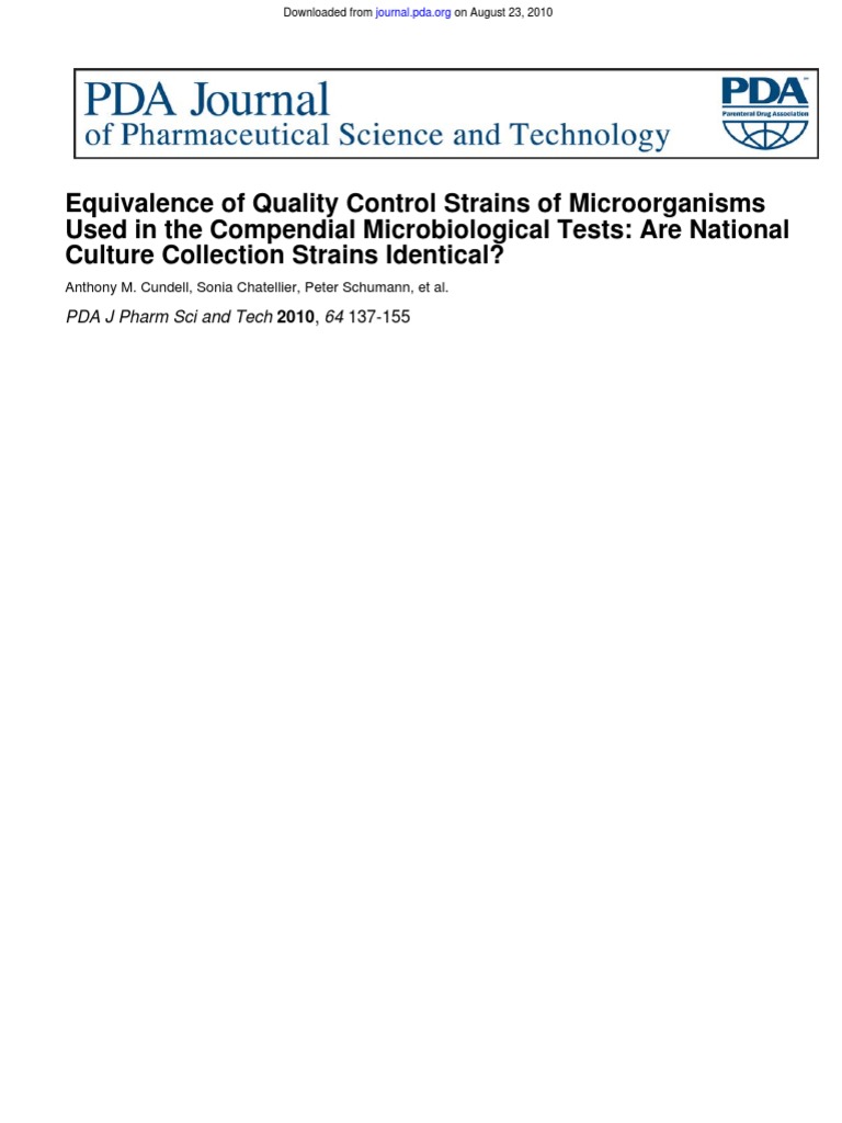 Cundell Et Al PDA J Pharm Sci Tech March 2010 (Full Article) Sfs | PDF | Restriction Enzyme ...
