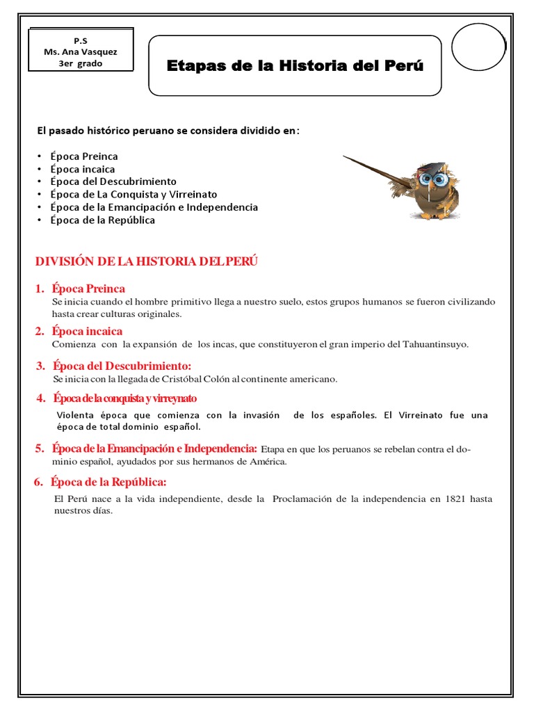 Etapas de la Historia del Perú | PDF | Historia | Clásicos