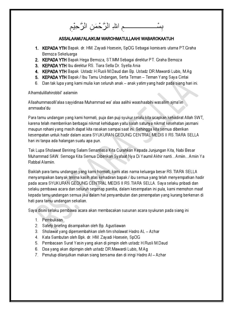 MC Acara Syukuran | PDF