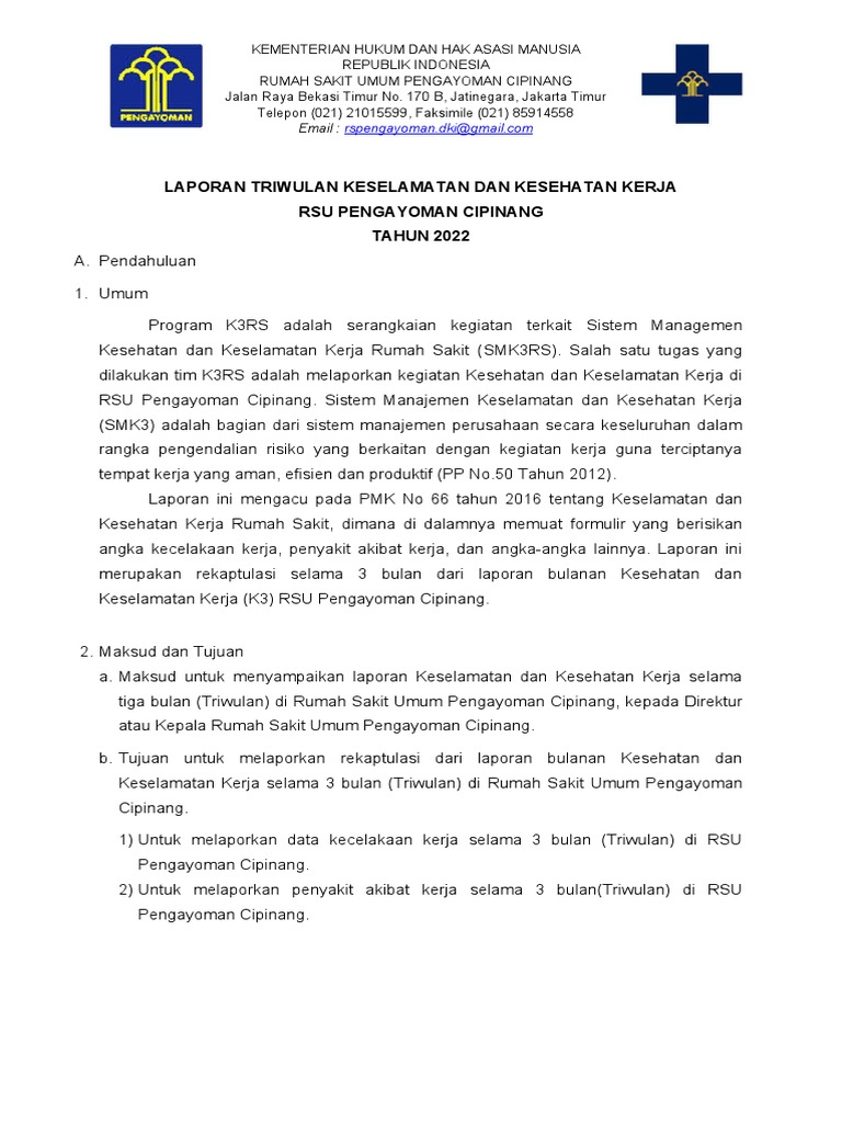 Format Laporan Triwulan K3RS TTD | PDF
