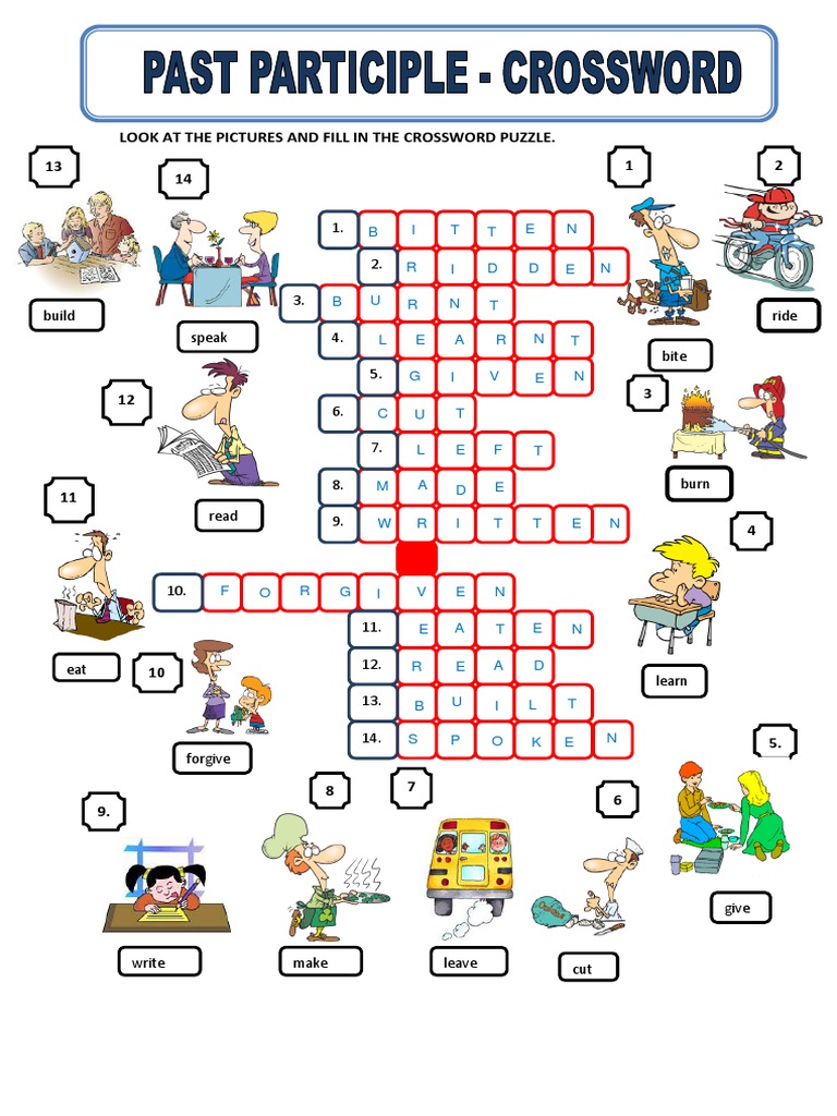 Past Participle Crossword | PDF | Word Puzzles | Puzzles