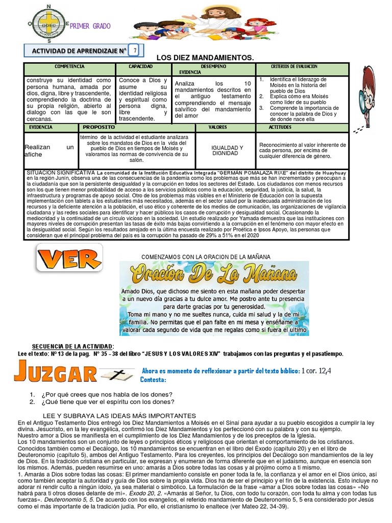 Actividades sobre los 10 Mandamientos | PDF | Diez Mandamientos