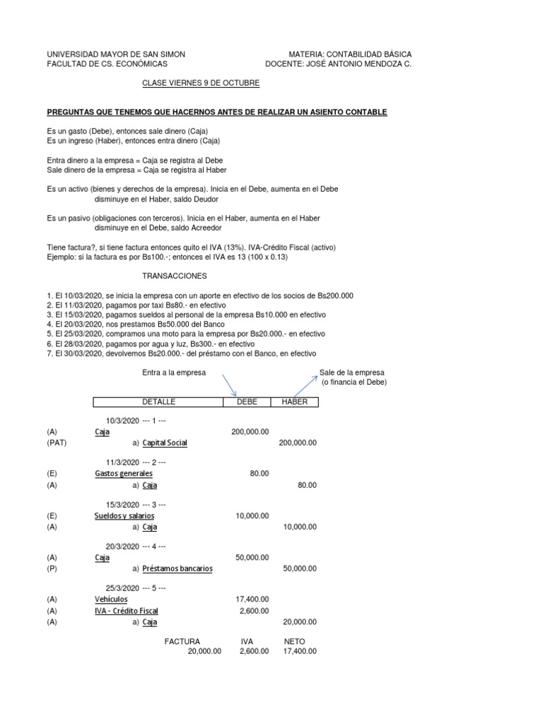 07 Asiento Contable | PDF | Contabilidad | Bancos