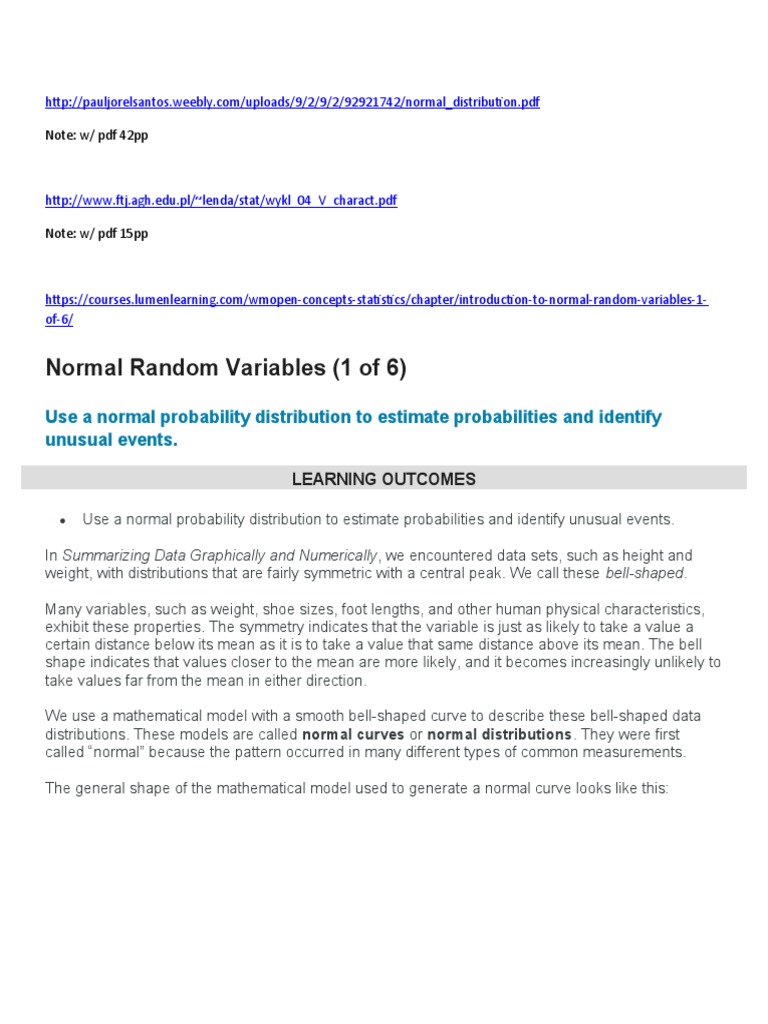RRL M10 | PDF | Normal Distribution | Standard Deviation