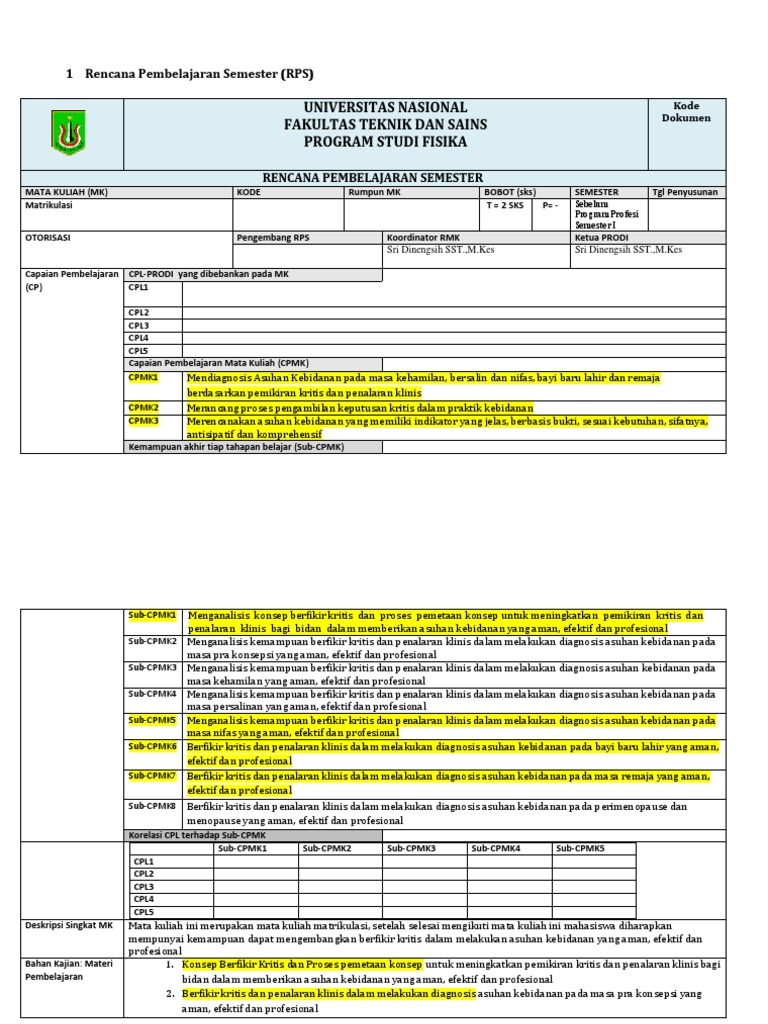 RPS Berfikir Kritis | PDF