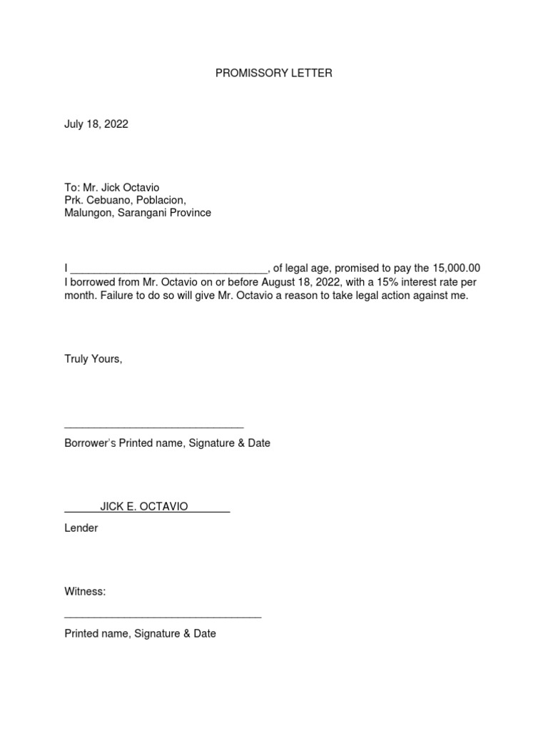 Promisory Letter | PDF