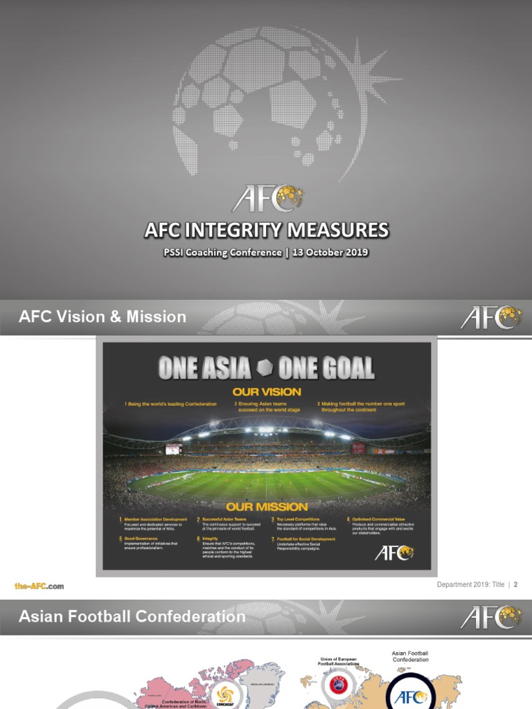AFC Integrity Presentation - PSSI (Coaching Diploma Course) | PDF ...