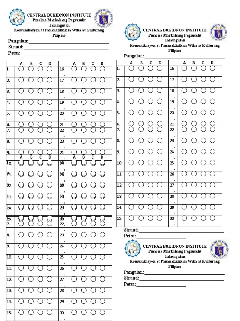 ANSWER SHEET (30 Items) | PDF