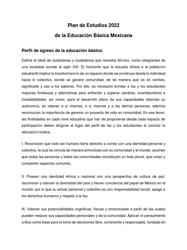 Plan de Estudios 2022 | PDF | Plan de estudios | Educación de la primera infancia