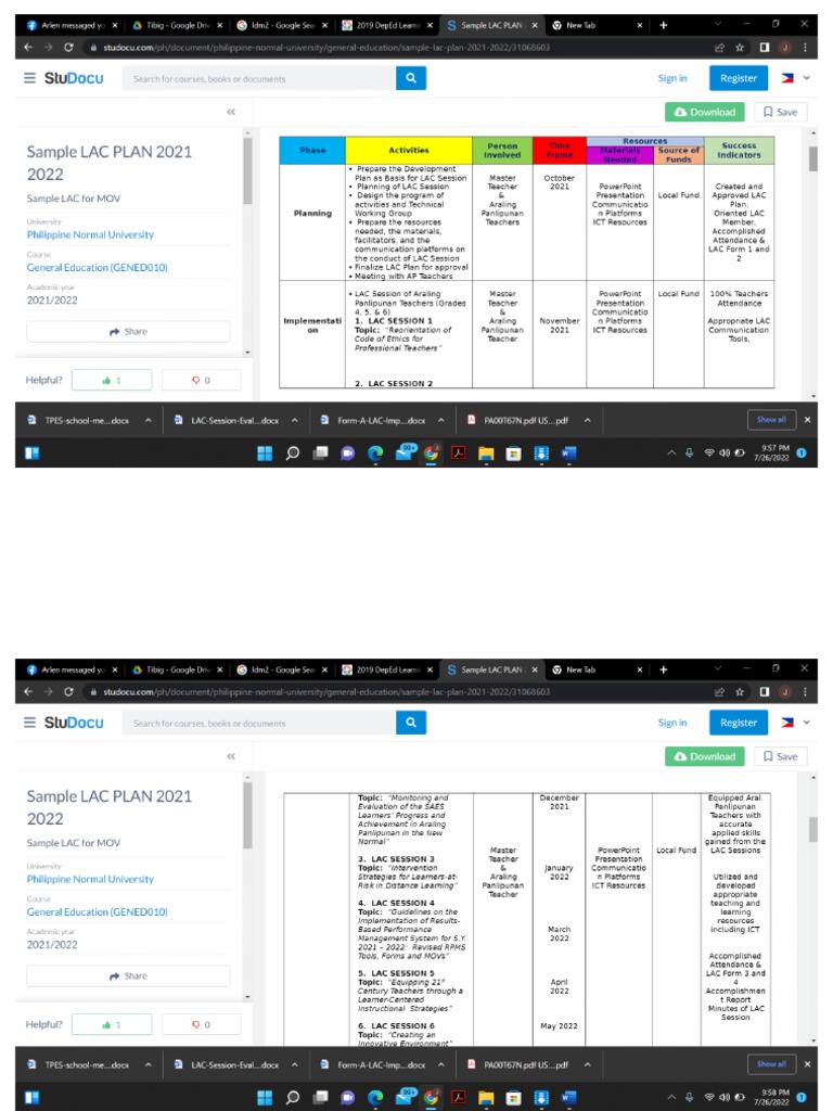 Sample Lac Plans With Schedules | PDF