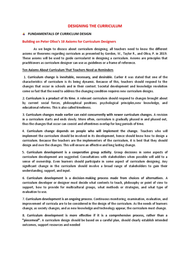 Designing The Curriculum: Fundamentals of Curriclum Design | PDF ...