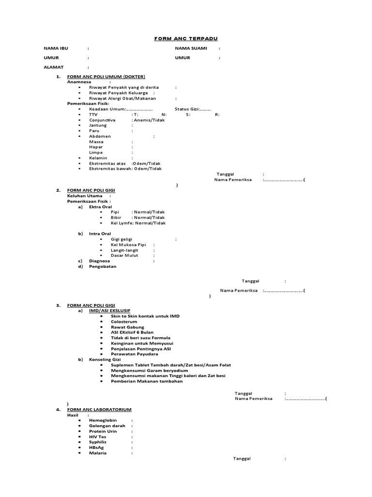 Form Anc Terpadu | PDF