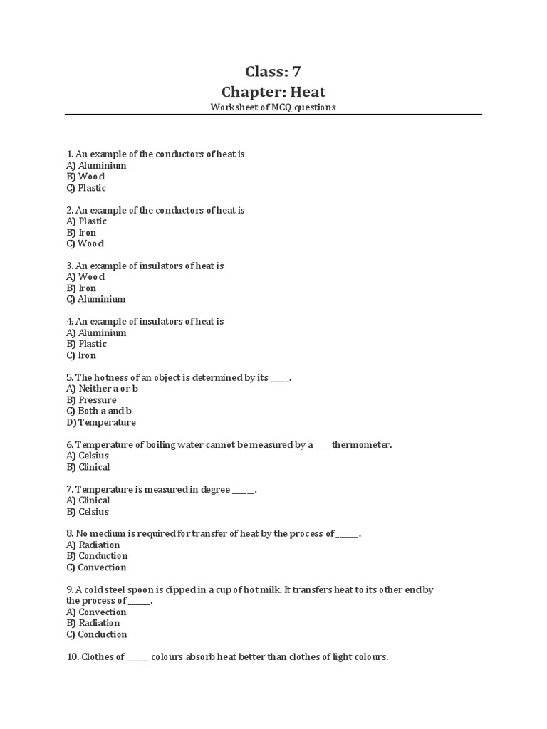 Heat Worksheet Solve | PDF | Heat Transfer | Heat
