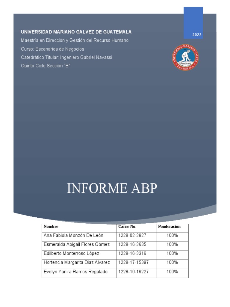 Informe Abp | PDF | Gestión de recursos humanos | Business