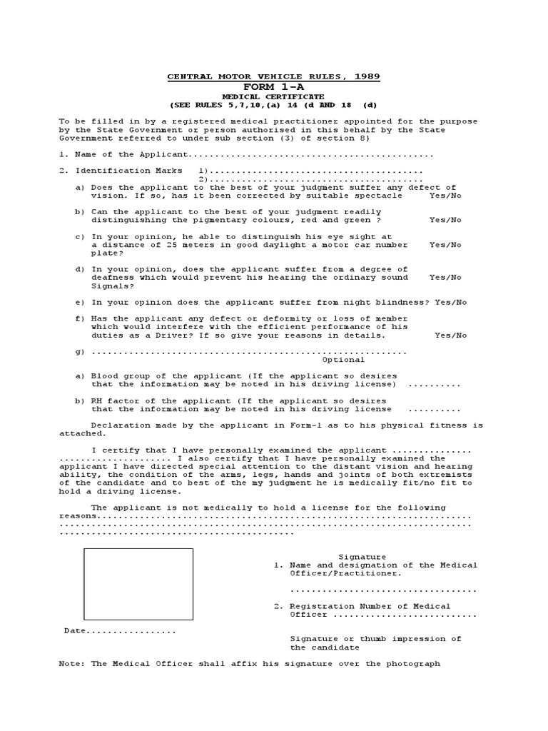 Medical Certificate for Driving License | PDF | Driver's License