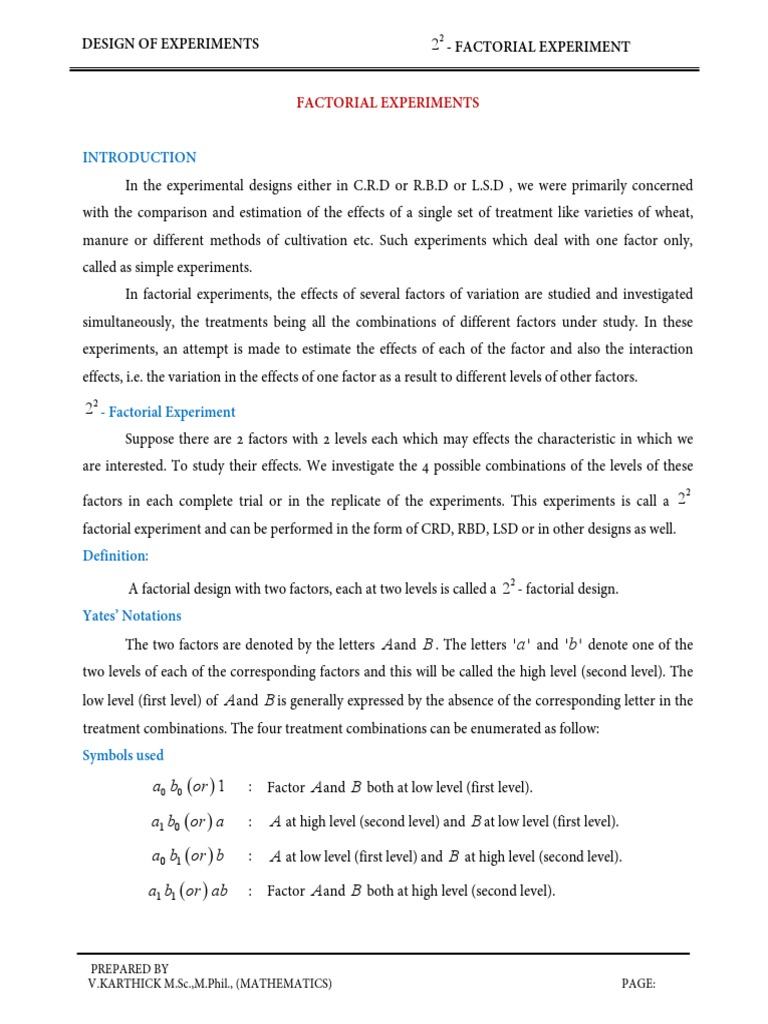 2x2 Factorial Experimental Design | PDF | Mean Squared Error | Errors ...