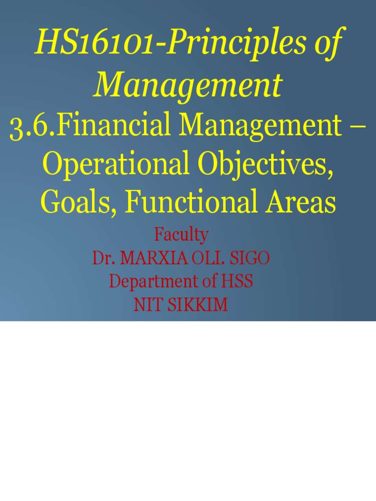 POM-3.6 - Financial Management-Operational Objectives, Goals ...