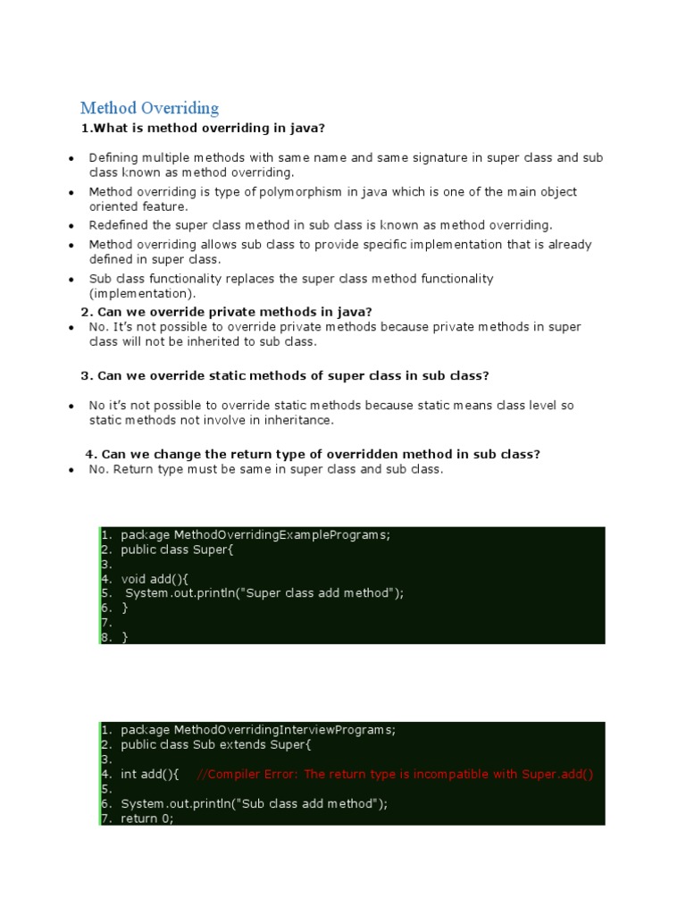 Method Overriding Pdf Method Computer Programming Inheritance Object Oriented Programming