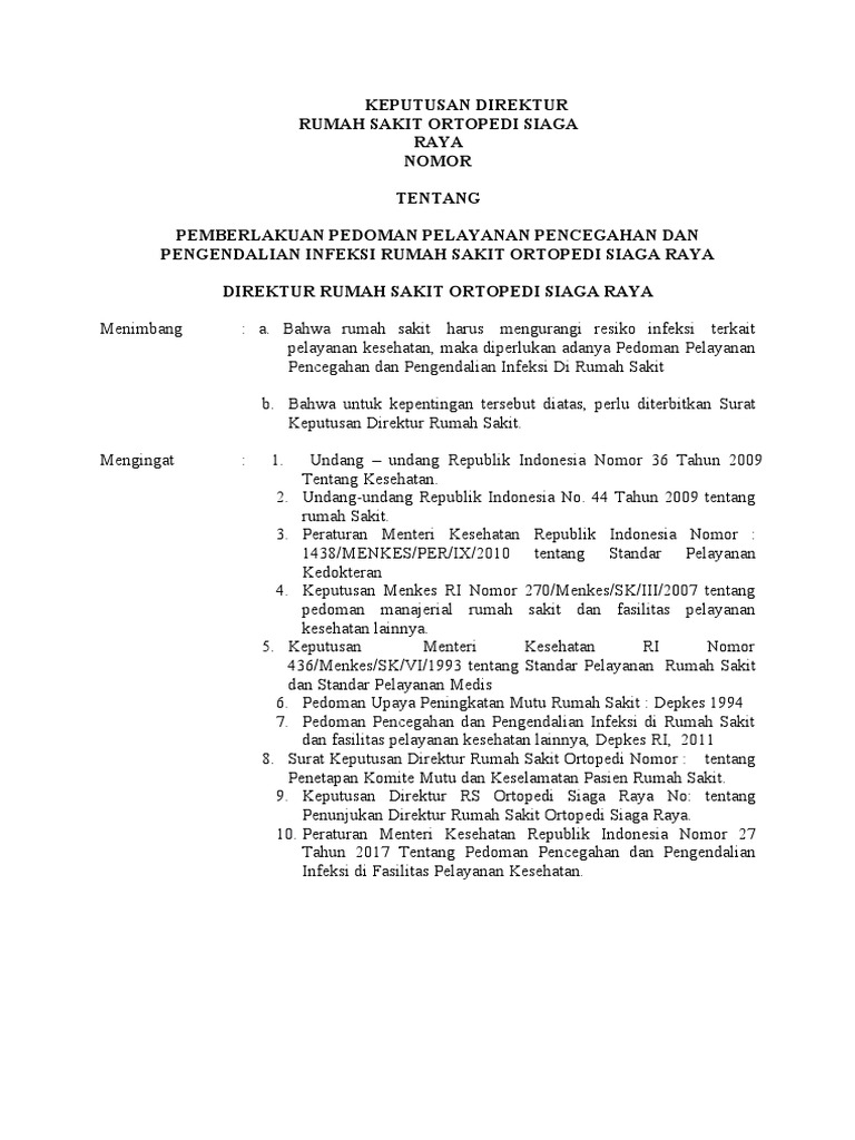 SK Pemberlakuan Pedoman Pelayanan Ppi | PDF