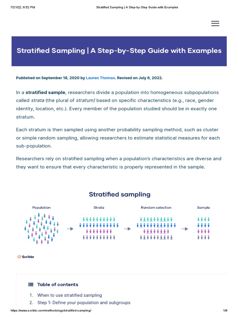 Stratified Sampling - A Step-by-Step Guide With Examples | PDF ...