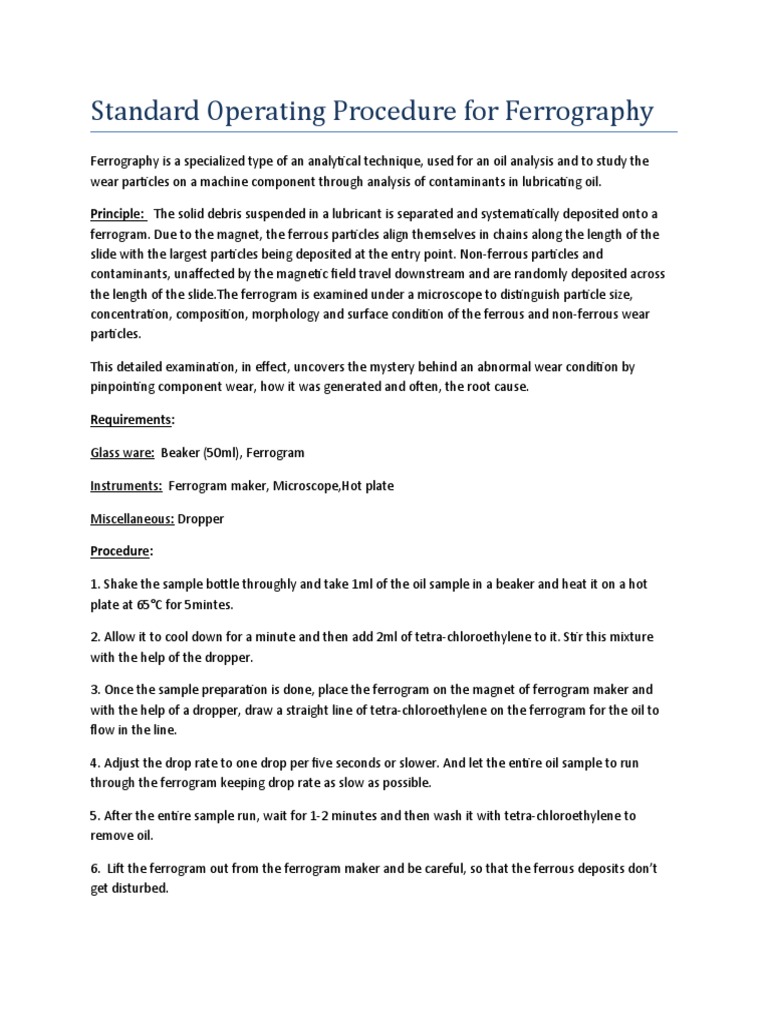 SOP of Ferrography | PDF