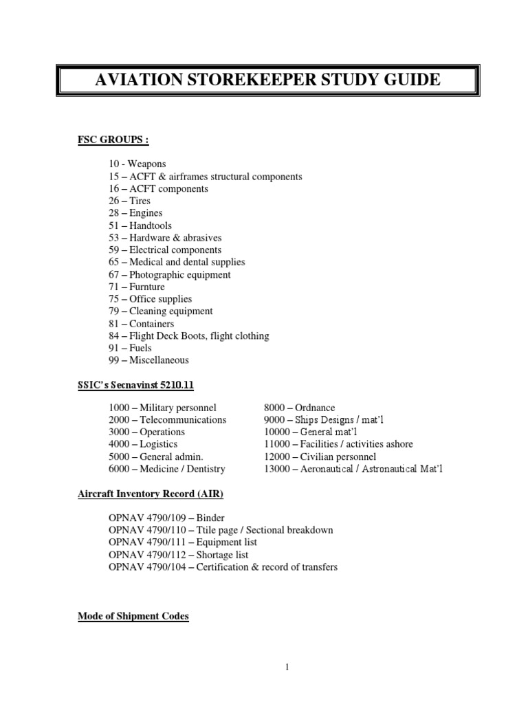 Aviation Storekeeper Guide | PDF | Classified Information | Receipt