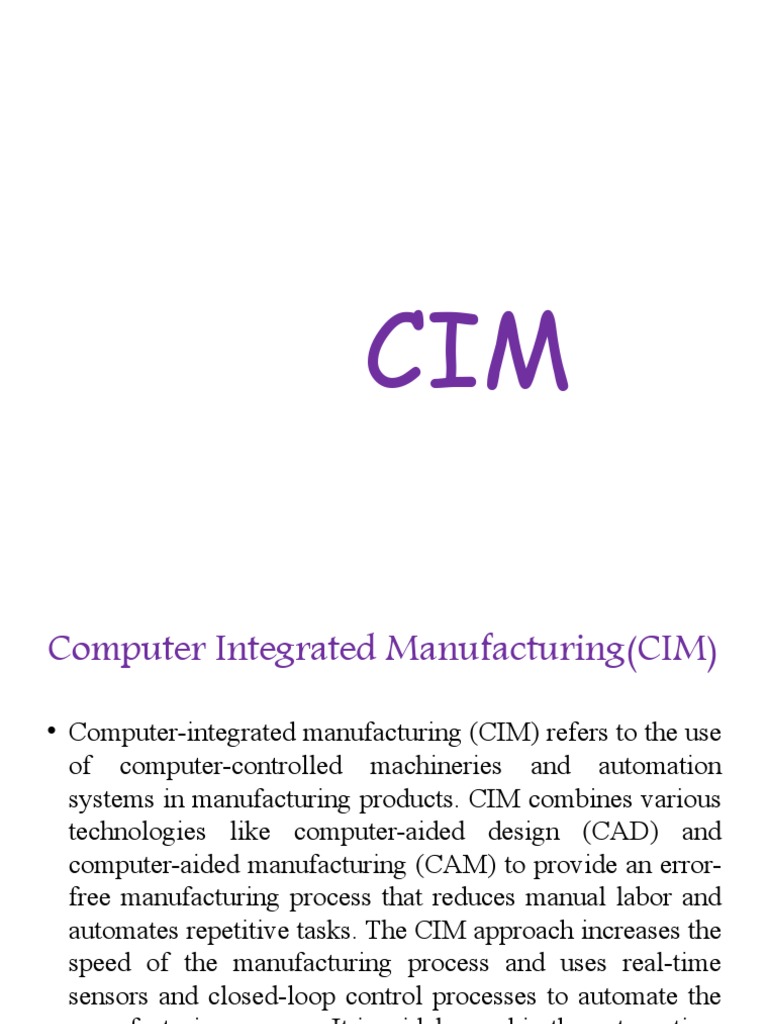 Cim | PDF | Automation | Computer Aided Design