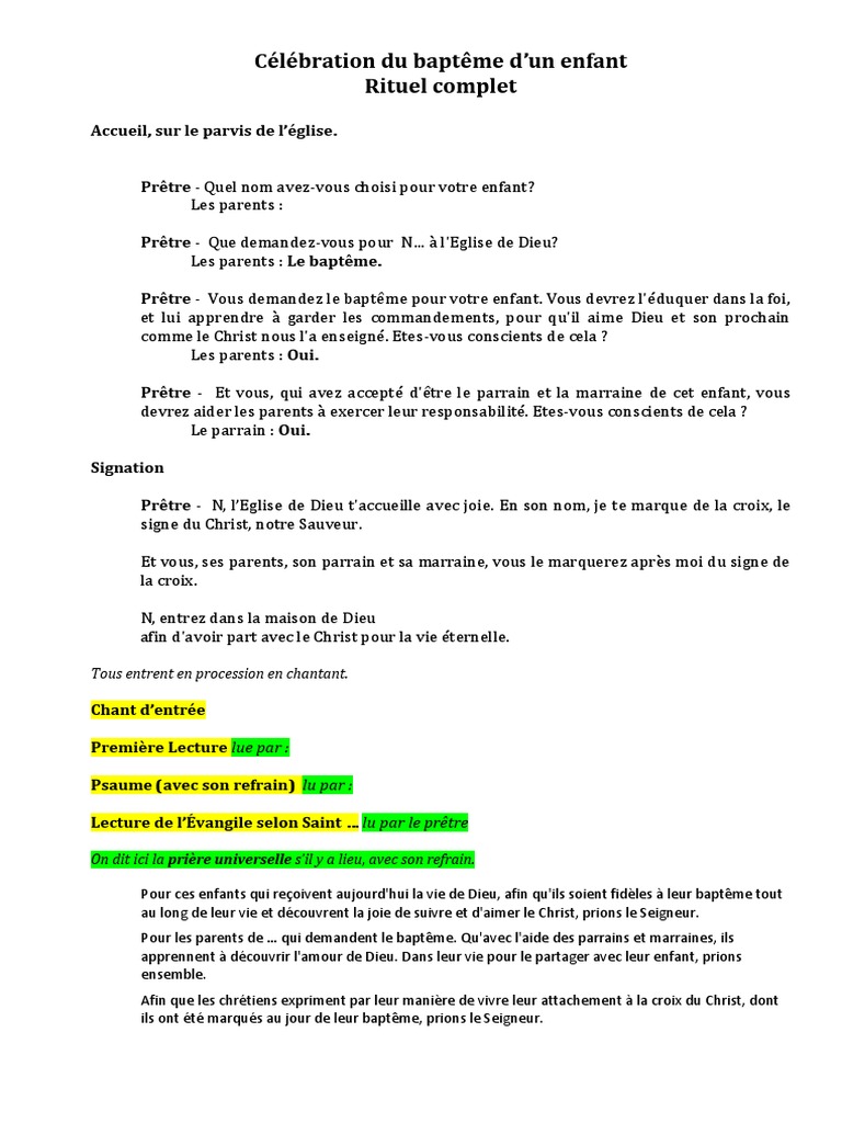 Rituel Du Baptême Texte Intégral | PDF | Jésus | Baptisme