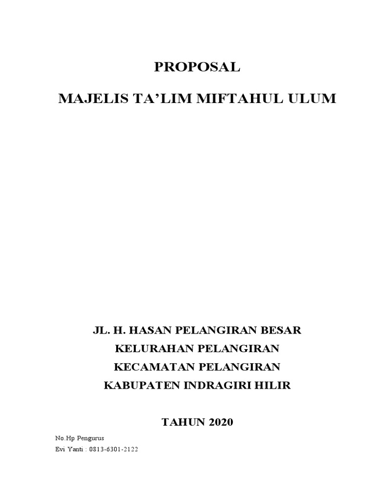 Proposal Majelis Miftahul Ulum | PDF | Ilmu Sosial