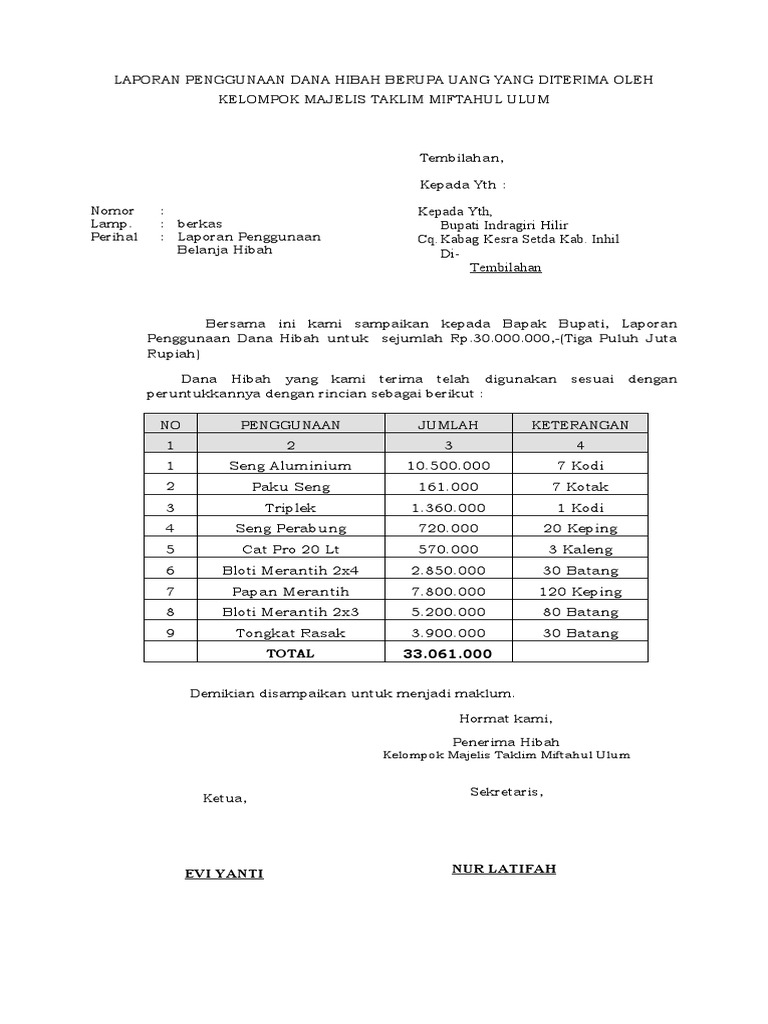 Contoh Format SPJ Kesra | PDF