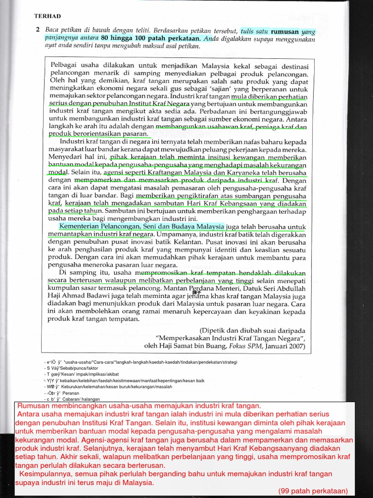Rumusan Kraf Tangan (Form 1 2022) | PDF