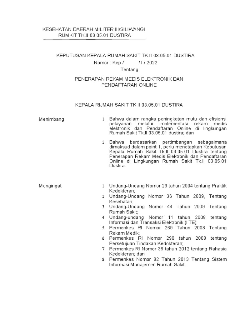 Pendaftaran Online RS Dustira 2022 | PDF