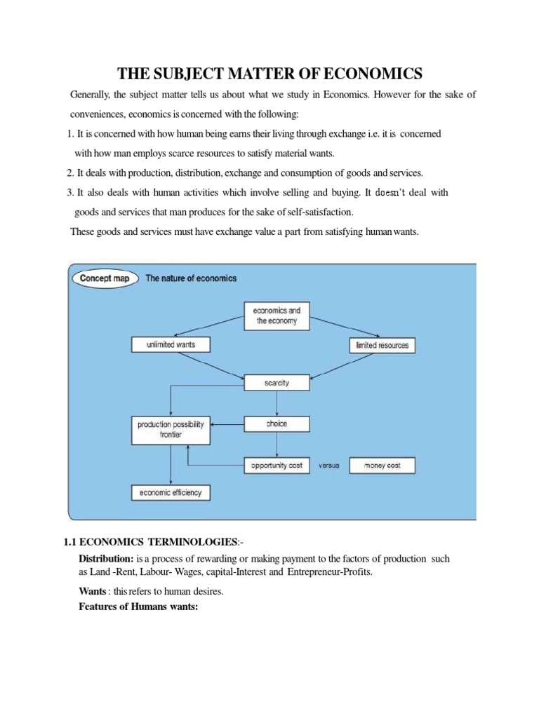 Subject Matter of Economics - PPT | PDF | Economics | Economic System