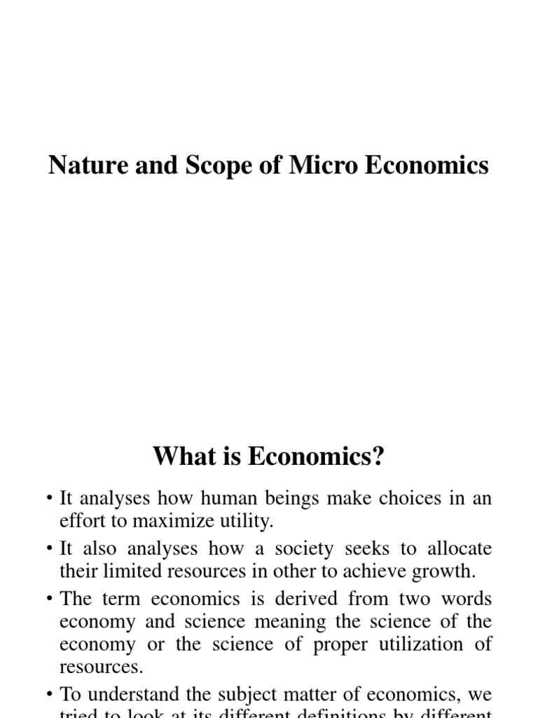 Nature and Scope of Micro Economics | PDF | Economics | Wealth