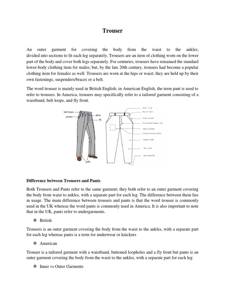 Anatomy and Construction of Trousers | PDF | Trousers | Undergarment