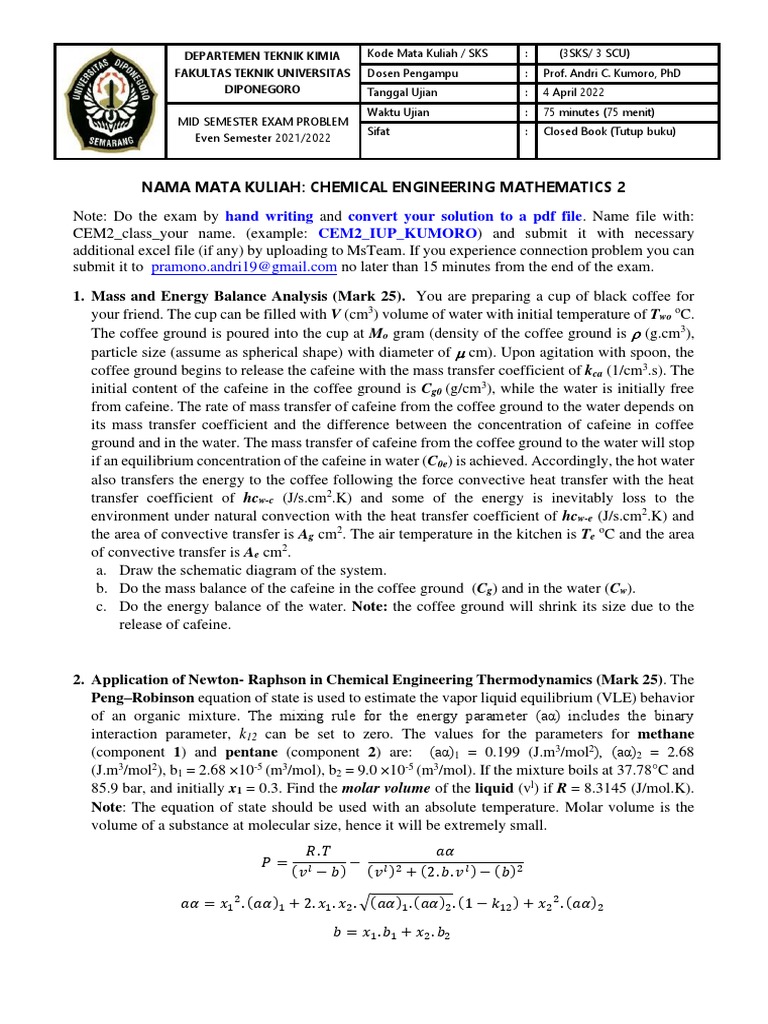 Hand Writing Convert Your Solution To A PDF File Cem2 - Iup - Kumoro | PDF | Continuum Mechanics ...