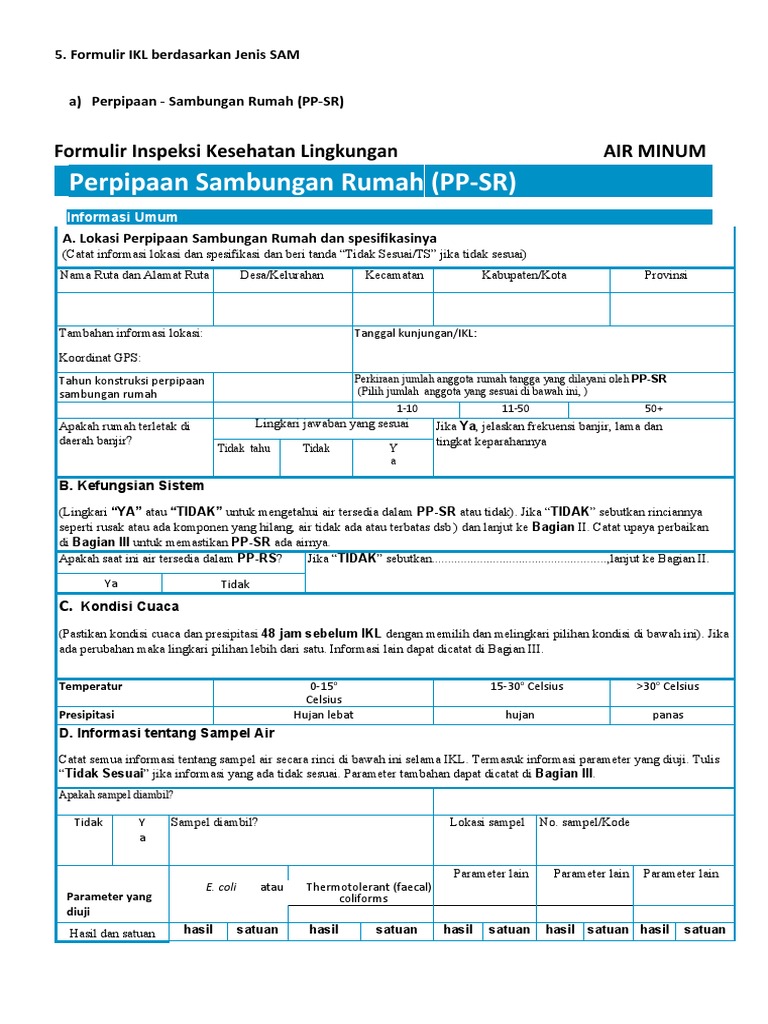 Formulir IKL Perpipaan PP-SR | PDF